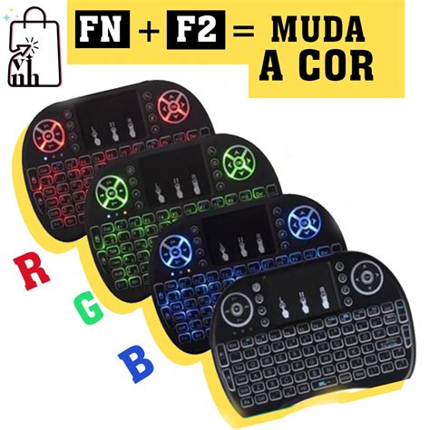 2 Mini Teclado Iluminado Controle Sem Fio P Smart Tv Pc Shopee Brasil
