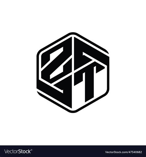 Zt Logo Monogram Hexagon Shape With Ornament Vector Image