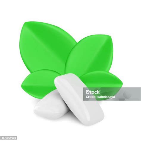 껌 패드를 씹는 스피어민트는 사실적인 벡터 일러스트 레이 션을 고립시킵니다 3차원 형태에 대한 스톡 벡터 아트 및 기타 이미지 3차원 형태 개념 건강관리와 의술