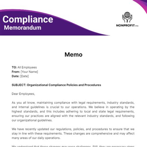 Compliance Memorandum Edit Online And Download Example