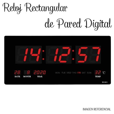 Ripley Reloj Rectangular Pared Con Pantalla Digital