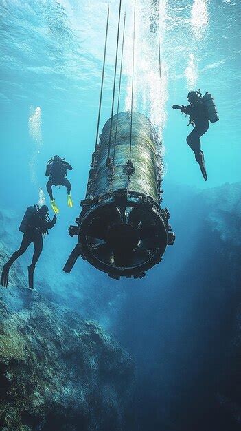 Underwater Pipe Boring Operation With Divers Assisting Premium Ai