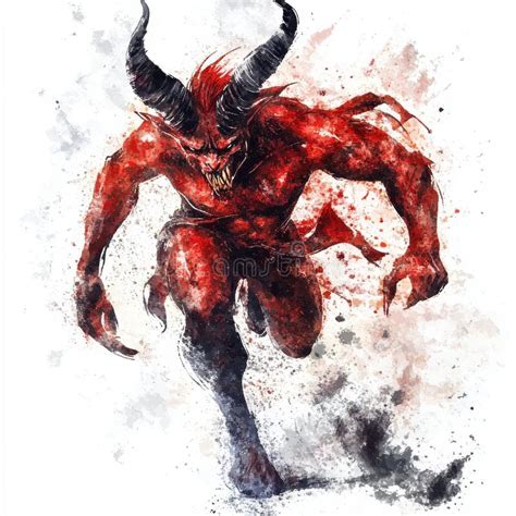 Watercolor Devil Running Full Body Clip Art On White Background A