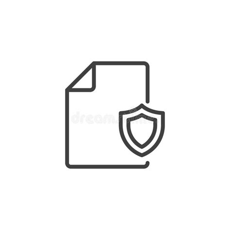 Document Protection Line Icon Stock Illustration Illustration Of