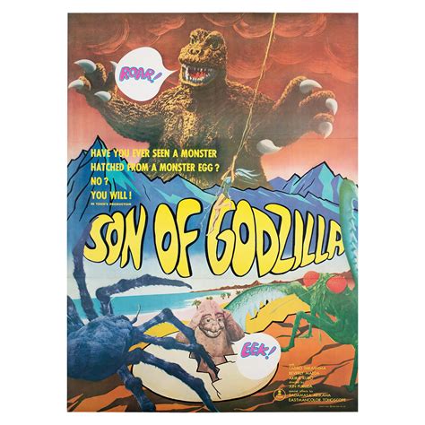 Son Of Godzilla 1967 Japanese Export Film Movie Poster Linen Backed