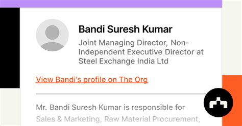 Bandi Suresh Kumar Joint Managing Director Non Independent Executive