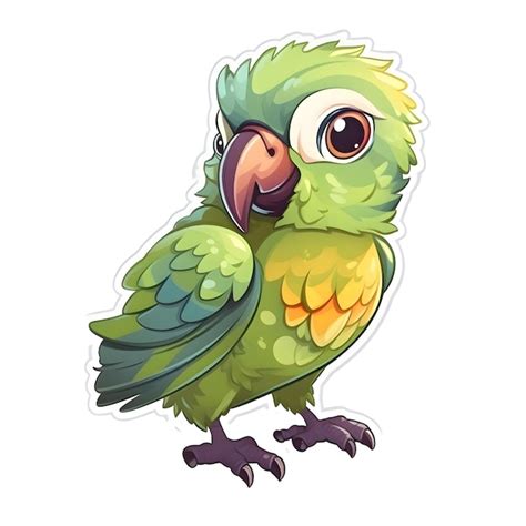 Premium Ai Image Cute Green Parrot On A White Background Vector
