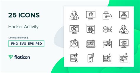 Hacker Activity Icon Pack Black Outline 25 Svg Icons