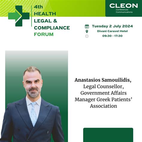 Anastasios Samouilidis Welcome At Our 4th Health Legal And Compliance Forum Powered By Cleon