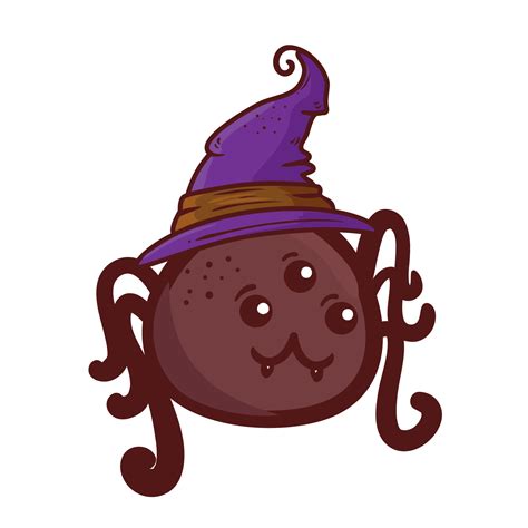 Halloween Cute Spider With Hat Witch In White Background 18772720