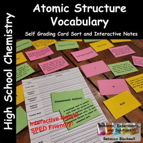 Atomic Structure Chemistry Self Grading Vocabulary Card Sort TPT