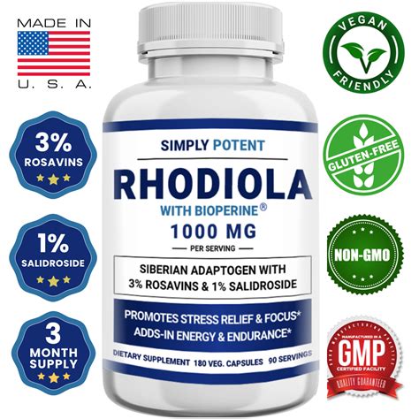 Rhodiola Rosea Supplement 1000mg For Stress Relief And Energy Simply Potent