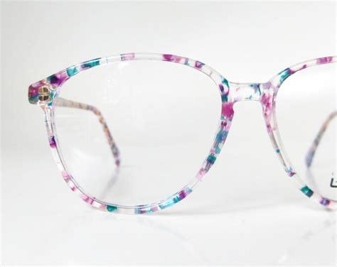 1980s Vintage Lamy Glasses Colorful Confetti Eyeglasses Clear Eyeglass