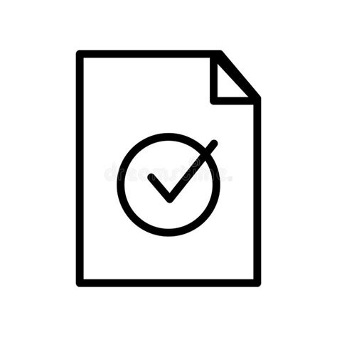 Vector Line Icon Document Serves As A Mark Of Verification In The