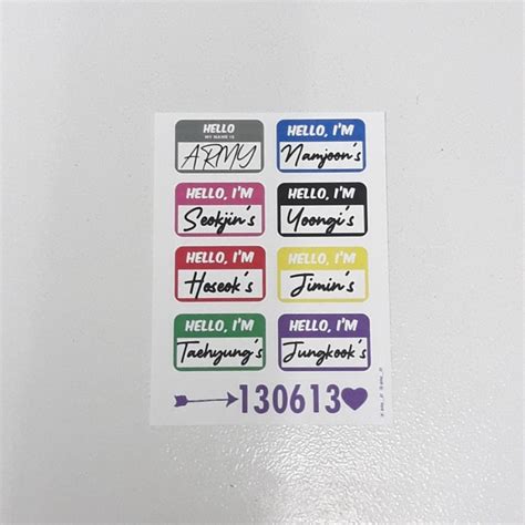 ♣ Bts Name Tag Sticker Set Shopee Philippines