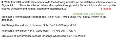 Solved Write Four Sql Update Statements To Do The Chegg