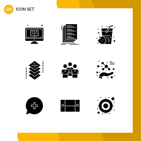 Pack Of 9 Modern Solid Glyphs Signs And Symbols For Web Print Media