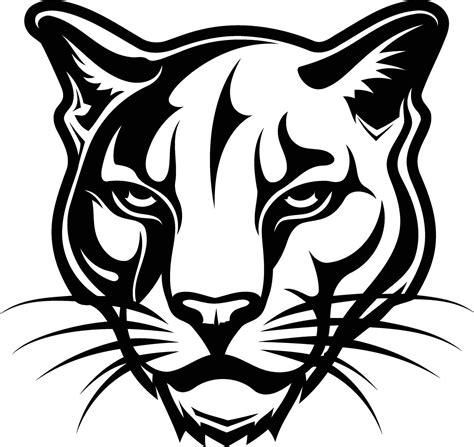 A Fierce And Powerful Black And White Illustration Of A Cougar Head
