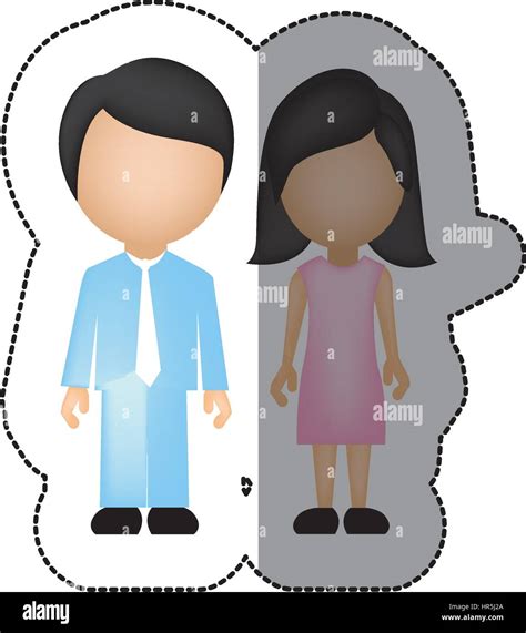 Color Couple With Black Hair Icon Stock Vector Image And Art Alamy