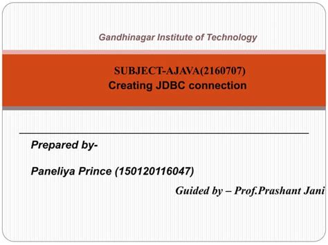 Creating Jdbc Connection Ppt