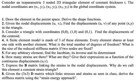 Consider An Isoparametric Noded D Triangular Chegg