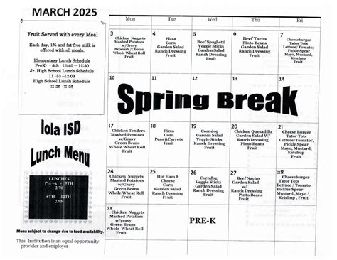 Menus Iola Isd