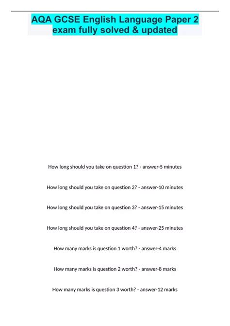 Aqa Gcse English Language Paper 2 Exam Fully Solved And Updated Aqa