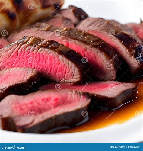 Grilled Beef Fillet Steak Meat Juicy Medium Rare Beef With Spices