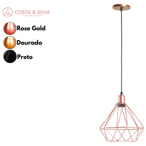 Pendente Diamante Aramado Lustre de Teto Luminária industrial Decoração Industrial Shopee Brasil