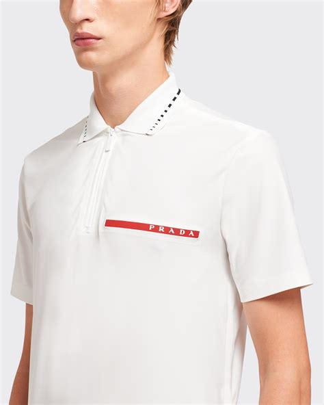 White Technical Piqué Polo Shirt Prada