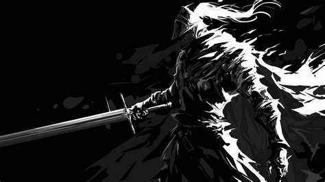 黑暗之魂战士黑白桌面壁纸 极简壁纸
