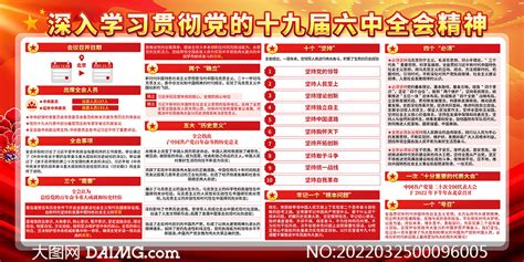 学习贯彻十九届六中全会精神橱窗展板psd素材大图网图片素材