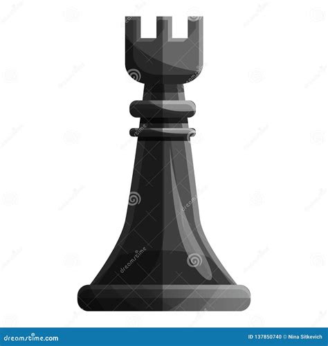 Black Rook Piece Icon Cartoon Style Stock Vector Illustration Of
