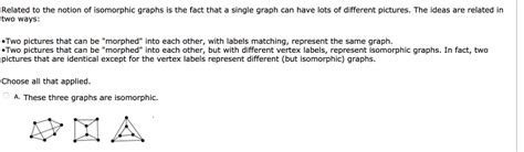 Solved Related To The Notion Of Isomorphic Graphs Is The