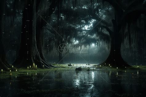 代码行和数字生物的超现实主义沼泽插画图片下载 正版图片600117840 摄图网
