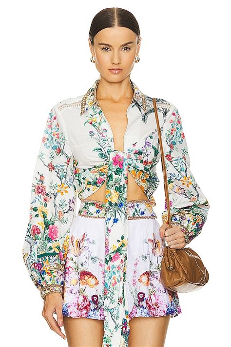 Camilla Cropped Wrap Shirt In Plumes And Parterres Revolve
