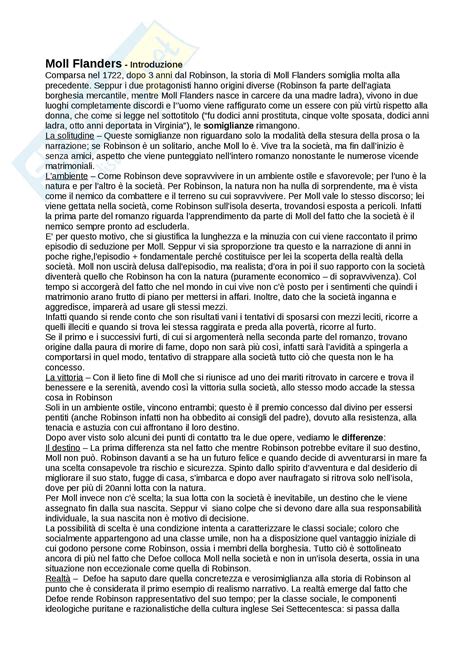 Moll Flanders Appunti Di Letteratura Inglese
