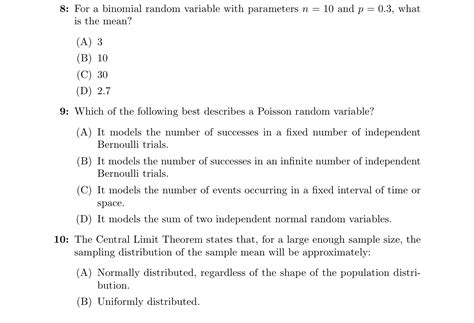 Solved 8 For A Binomial Random Variable With Parameters