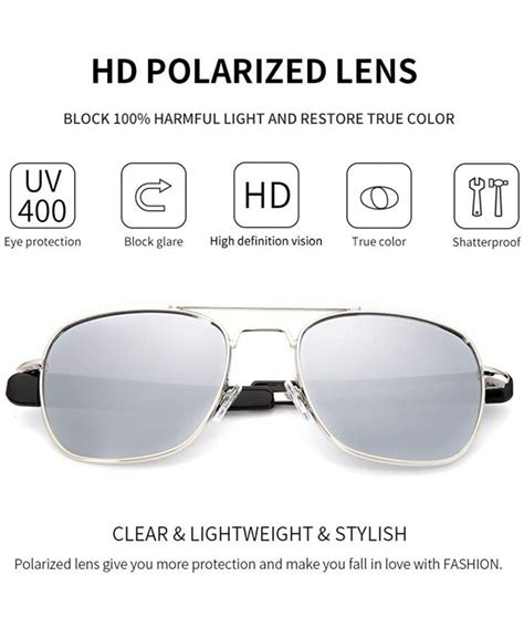 Mens Aviator Sunglasses 55mm Polarized Pilot Military Square Shades