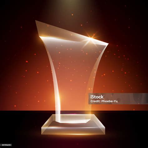 빛나는 배경에서 빈 투명 한 벡터 아크릴 유리 트로피 수상 서식 파일 0명에 대한 스톡 벡터 아트 및 기타 이미지 0명 3
