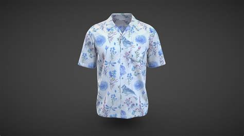 Men Floral Printed Apparel Beach Shirt Buy Royalty Free 3d Model By