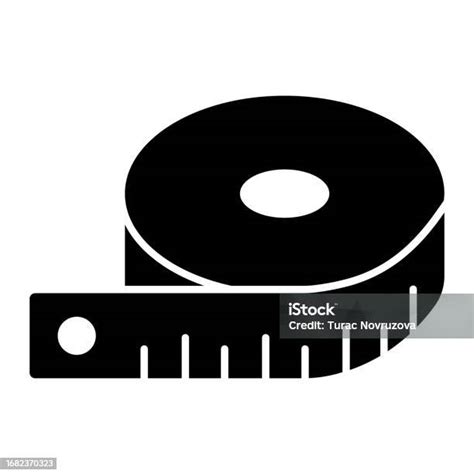 줄자 단단한 아이콘 다이어트 개념 흰색 배경에 피트니스 장비 기호 글리프 스타일의 모바일 개념 웹 디자인의 피트니스 측정 테이프 아이콘 벡터 그래픽 0명에 대한 스톡 벡터