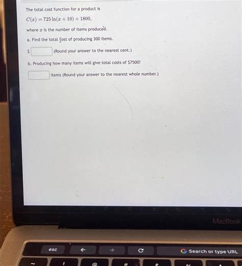 Solved Question 4the Total Cost Function For A Product Is