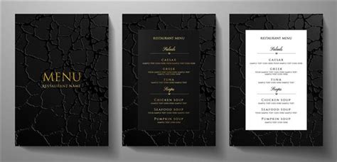 طراحی مشکی منوی رستوران با بافت ترک پس زمینه گرانج پتن الگوی قاب ممتاز حاشیه راه راه قالب زیبا