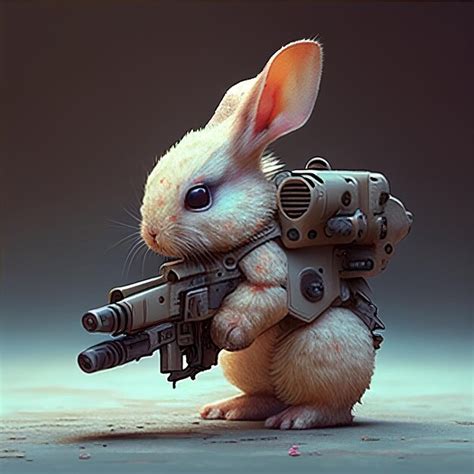Premium Photo Arafed Bunny With A Machine Gun And A Gun Generative Ai