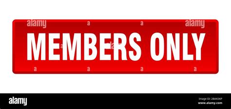 Members Only Button Members Only Square Red Push Button Stock Vector