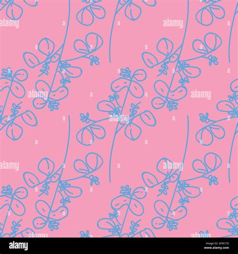 Vector Pink Background Herbs Leaf Flowers And Plants Texture Seamless