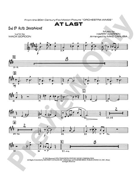 At Last 2nd E Flat Alto Saxophone 2nd E Flat Alto Saxophone Part