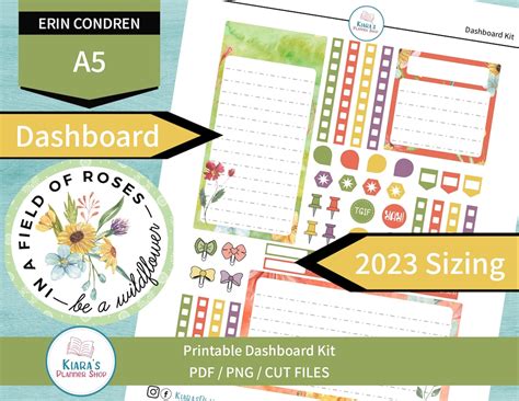 Wildflowers Printable Monthly Dashboard Sticker Kit For A5 Planners
