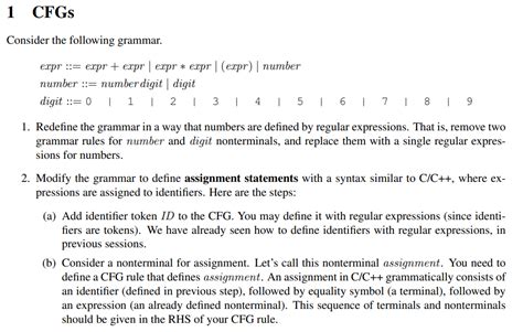 Solved 1 Cfgs Consider The Following Grammar Expr Expr
